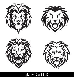 Lion face label set hand drawn sketch illustration Stock Vector Image ...