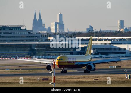 DHL Airbus A330-243F, cargo aircraft landing at Cologne-Bonn Airport ...
