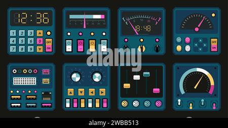 Control panel with buttons, switches and dial cartoon illustration Stock Vector Image & Art - Alamy