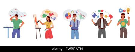 Analytical and Logical Thinking , vector cartoon stick figure or ...