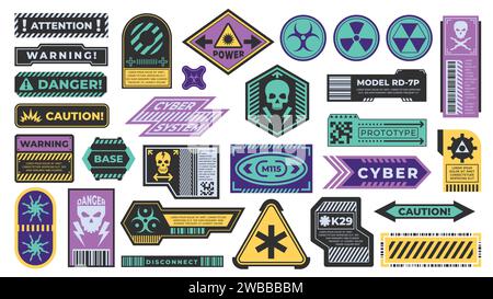 Cyberpunk decal. Vector sticker, label in futuristic style. Sci fi ...