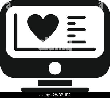 Heart model pc monitor icon simple vector. Medical bioprinting. Surgery ...