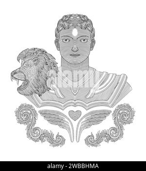 Hand drawn Leo zodiac illustration. Simple line Leo zodiac icon. Tattoo ...