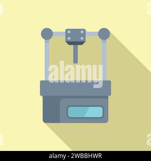 Biomedical printer icon flat vector. Bioprinting anatomy. Bio machine ...