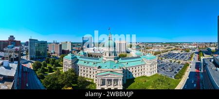 Aerial View of Indianapolis Government Building with Flags Stock Photo ...