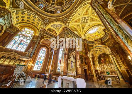 Grand Church Interior with Stained Glass and Marble Columns Stock Photo ...