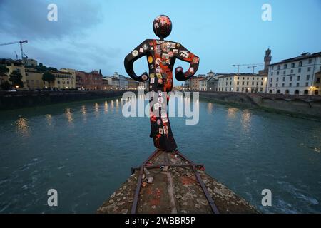 Clet's 'Common Man' on Ponte alle Grazie, Florence Italy Stock Photo ...