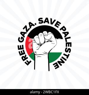 Save Gaza vector typography template design with resistance hands ...