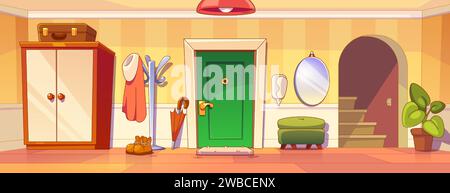 foyer door house entrance cartoon vector illustration Stock Vector ...