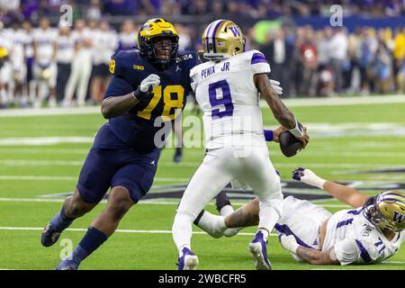Michigan defensive lineman Kenneth Grant speaks during a press ...