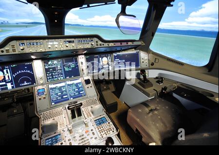 An A350 simulator installed at the Airbus Asia Training Center (AATC ...