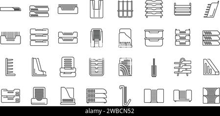 Paper tray icons set outline vector. Office rack. Storage equipment ...