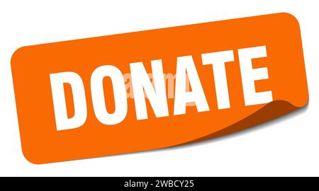 donate sticker. donate rectangular label isolated on white background ...