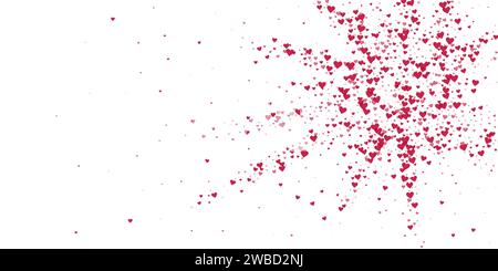 Valentine hearts, flying, falling down, floating. Red hearts scattered ...