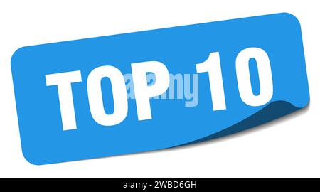 top 10 sticker. top 10 rectangular label isolated on white background ...