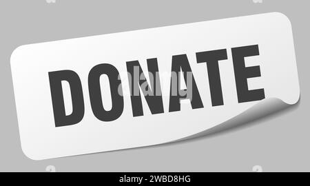 donate sticker. donate rectangular label isolated on white background ...