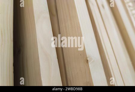 Planed strips made of fir tree wood. Long format Stock Photo - Alamy