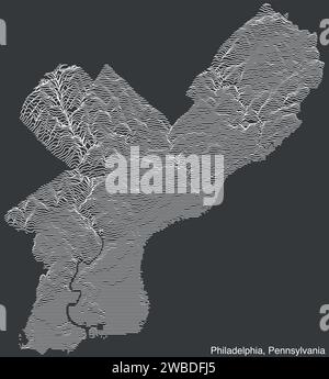 Topographic exaggerated relief map of PHILADELPHIA, PENNSYLVANIA Stock ...