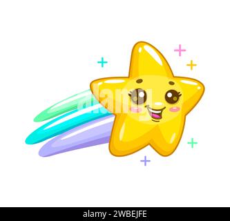 kawaii cartoon flying star comic vector illustration Stock Vector Image ...