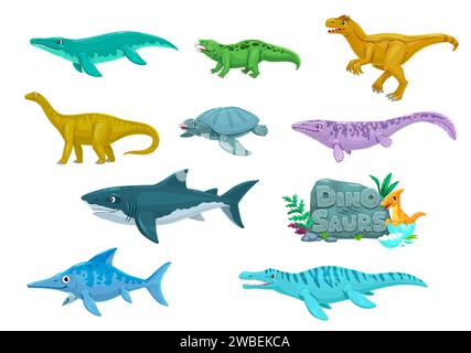 Cartoon Ophthalmosaurus dinosaur character. Ancient wildlife sea ...