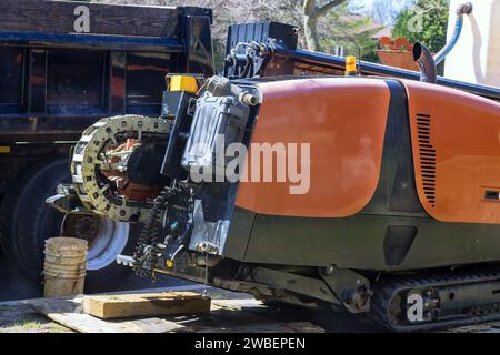 An optical fiber buried cable using drilling machine for laying ...