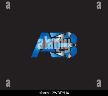 Creative blue letter AB logo with leading lines and road concept design ...