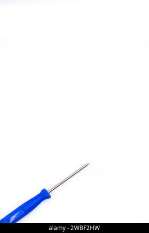 Blue flathead screwdriver on white background Stock Photo - Alamy