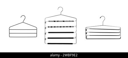 Different empty hangers isolated on white, set Stock Photo - Alamy