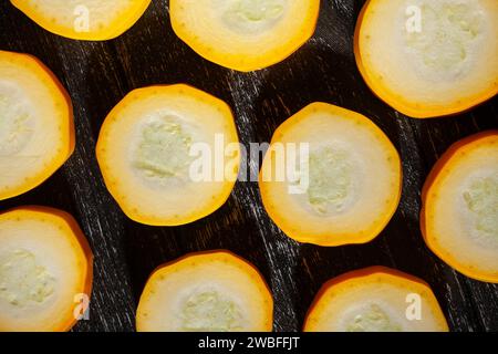 sliced yellow marrow on wood background Stock Photo - Alamy