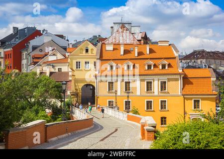 Bridge going to the historic city center of Lublin, Poland Stock Photo ...