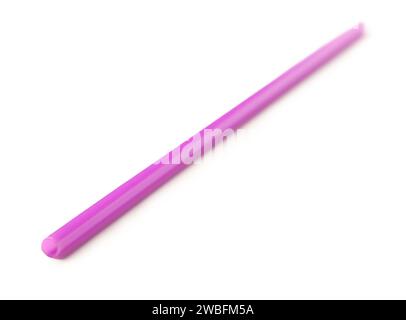 Purple plastic straws on white background Stock Photo - Alamy