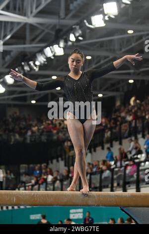 October 23, 2023: Aurelie Tran of Canada (13) competes on floor during ...
