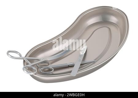 Surgical Stainless Steel Metal Scalpel on a white background. 3d ...
