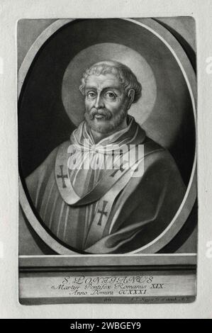 An 17th Century engraving of Pope Pontian who was pontiff from AD230 to ...