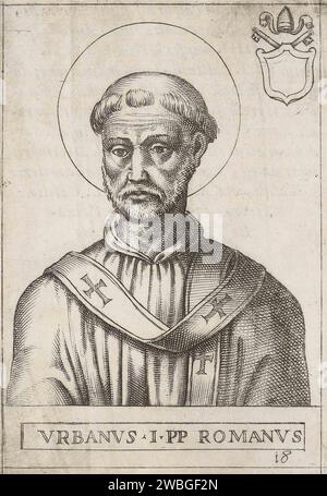 A 1580 engraving of Pope Urban I who was pontiff from AD22 to AD230. He ...
