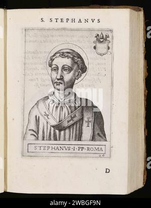 An 1580 engraving of Pope Stephen I who was pontiff from AD254-AD257 ...