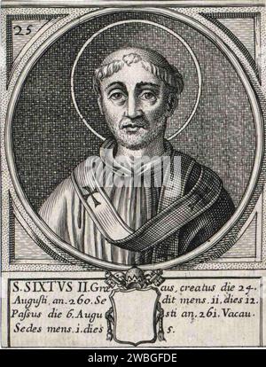 A 17th Century engraving of Pope Sixtus II, who was was pontiff from ...