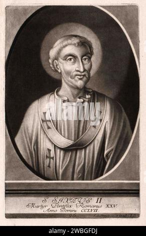 A 17th Century engraving of Pope Sixtus II, who was was pontiff from ...