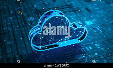 Concept representing the idea of cloud computing, 3d rendering Stock ...