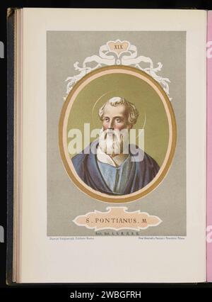An 1879 engraving of Pope Pontian who was pontiff from AD230 to AD235 ...