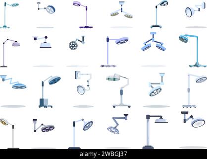 Surgical lamp icons set cartoon vector. Medical surgery. Nursing device ...