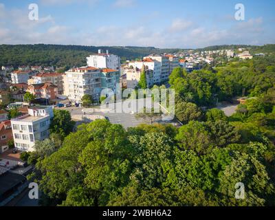 Kumkoy historic town center aerial view on the residential area, Kumkoy ...