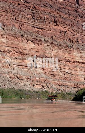 Jet boat shuttling river runners up the Colorado River, Canyonlands ...