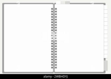 Spiral binder notebook mock up isolated on dark background. 3D ...