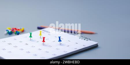 Calendar and scheduled appointments with pins Stock Photo - Alamy
