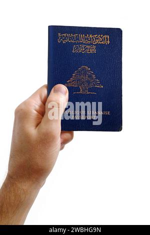 Lebanese Passport on a white background, Republic of Lebanon ...