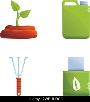 Biogas icons set cartoon vector. Biomass ethanol. Energy biofuel Stock ...