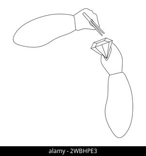 Diamond one line drawing. Gem symbol continuous line illustration ...