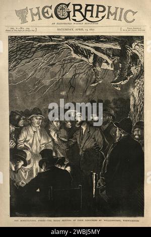 Old newspaper Agricultural strike, Night meeting of farm labourers at ...