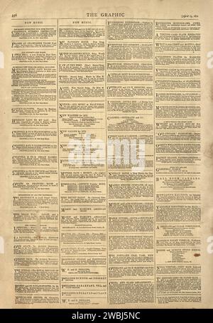 Old Victorian newspaper paper, notices for new music, 1872 19th Century ...